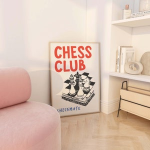 Chess Club Print | Digital Art Download | Chess Wall Art | Checkmate ...