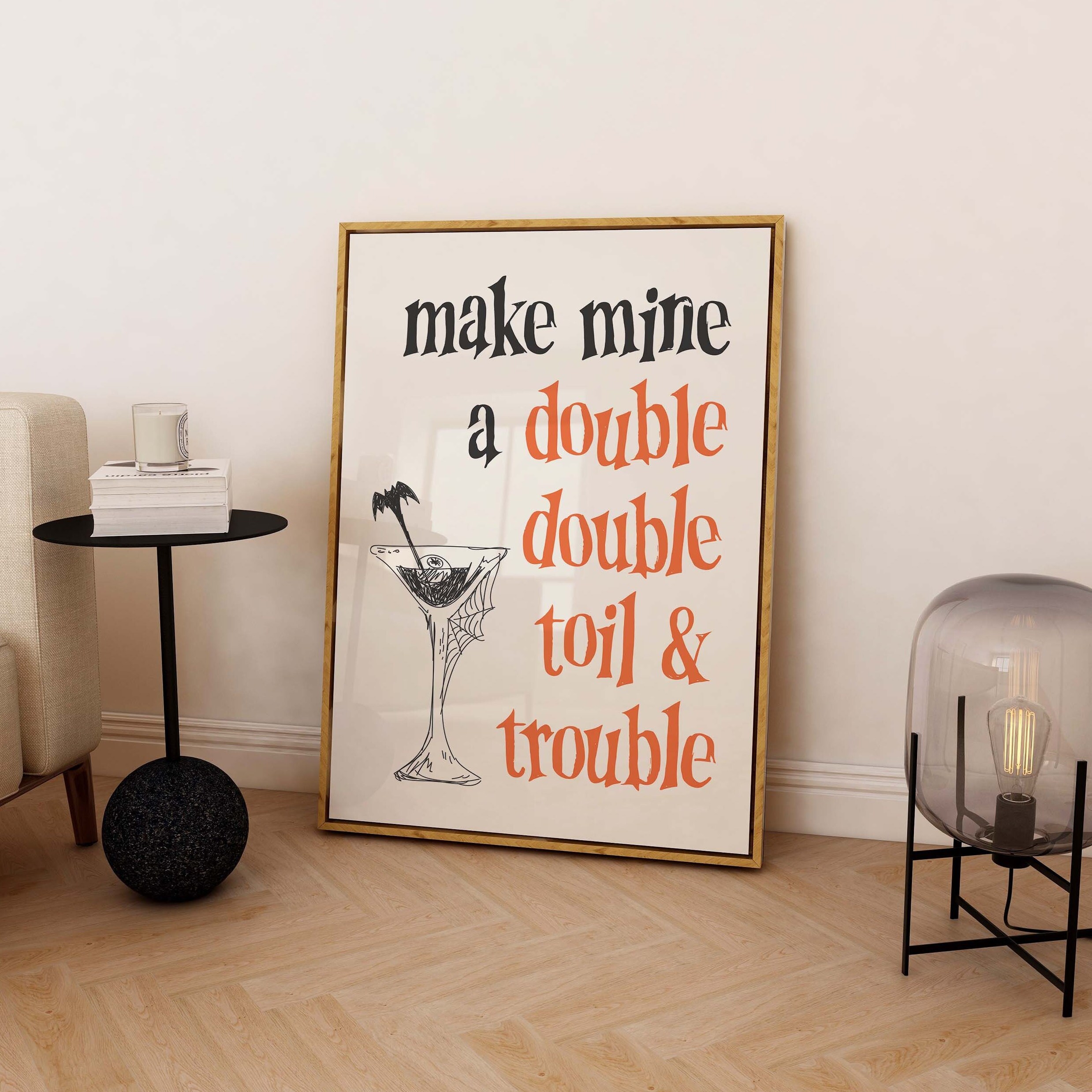 Make Mine A Double Print, Digital Art Download, Halloween Bar Cart ...