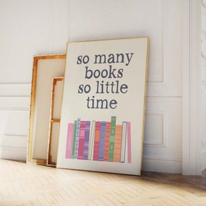 So Many Books Print | Digital Art Download | Cute Library Decor ...