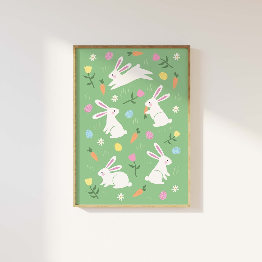 Easter Print, Digital Art Download, Cute Easter Art Print, Easter ...
