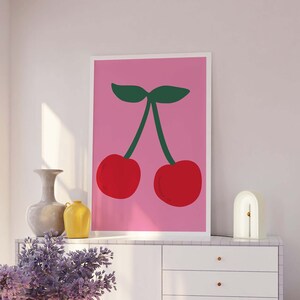 Cherry Print | Digital Art Download | Fruit Wall Art | Kitchen Art ...