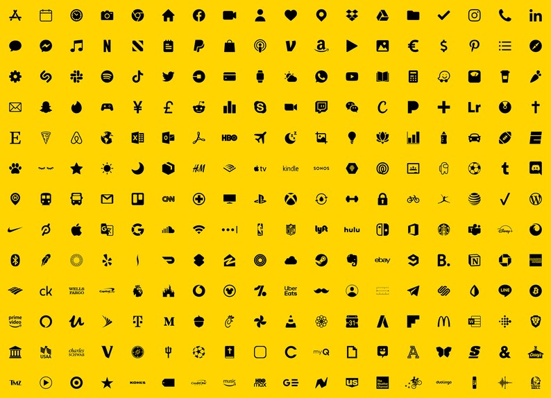 Ios Yellow App Icons 230 Yellow and Black Minimal Ios 14 - Etsy