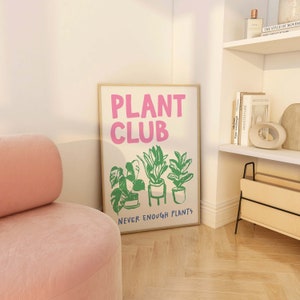 Plant Club Print | Digital Art Download | Cute Plants Decor | Trendy ...