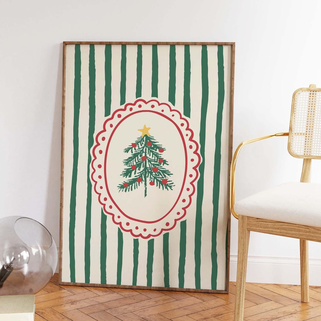 Vintage Christmas Wall Art, Digital Art Download, Whimsical Christmas ...