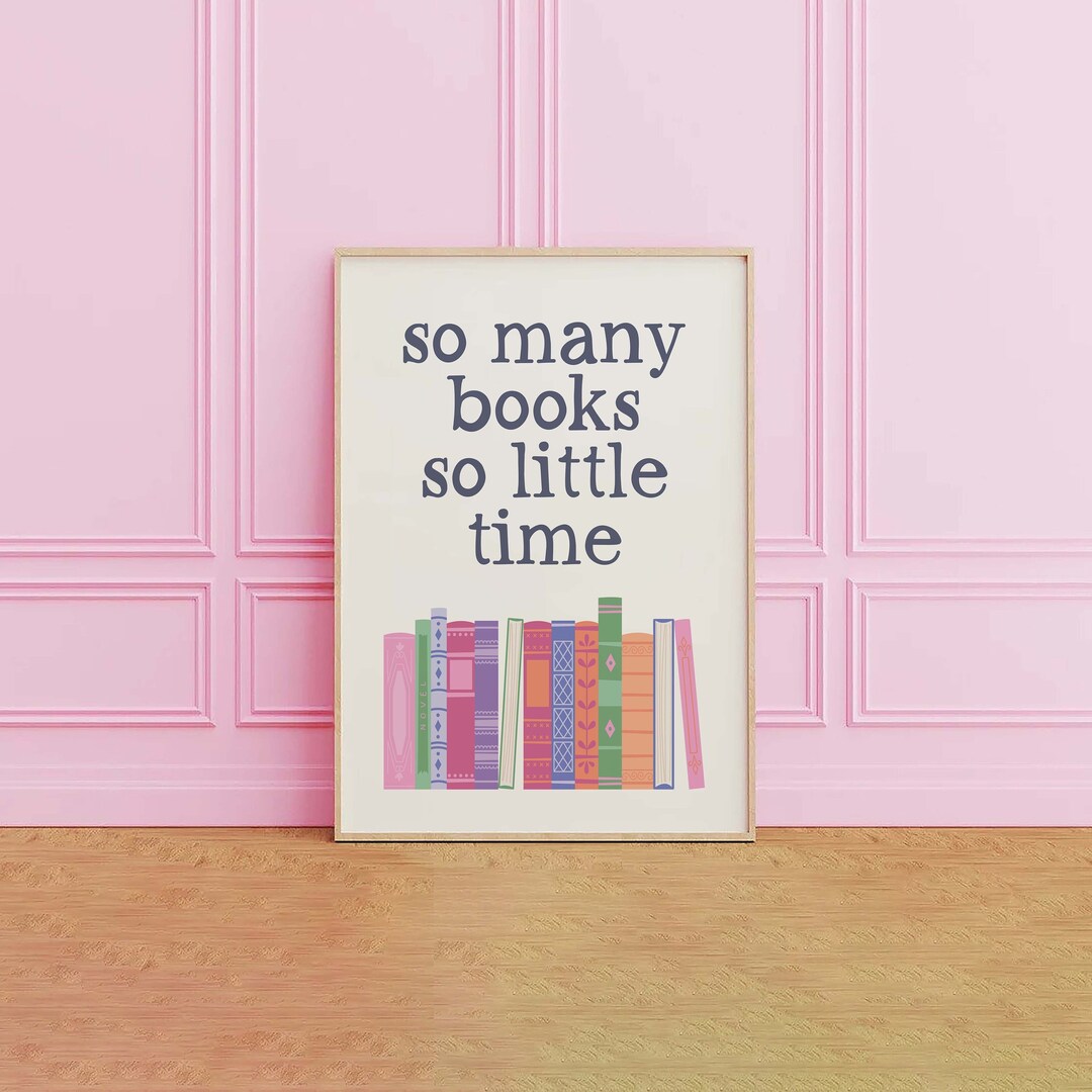 So Many Books Print | Digital Art Download | Cute Library Decor ...