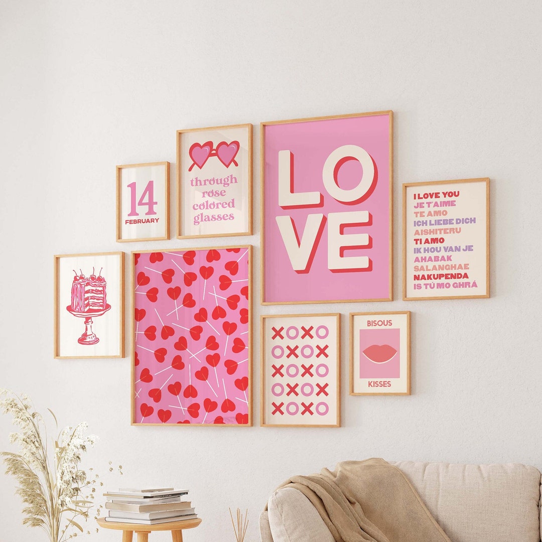 Valentine's Day Gallery Wall, Digital Art Download, 10 Printables, Cute ...