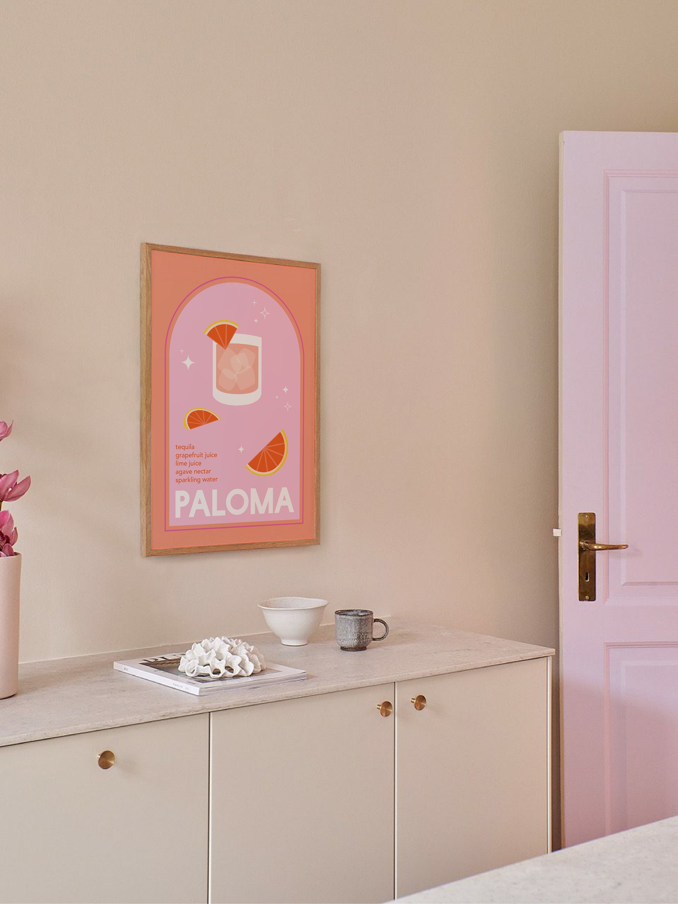 Paloma Cocktail Print | Digital Art Download | Cute Pink Orange ...