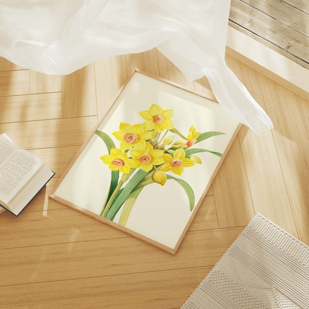 Daffodils Print | Digital Art Download | Cute Spring Art Print | Yellow ...
