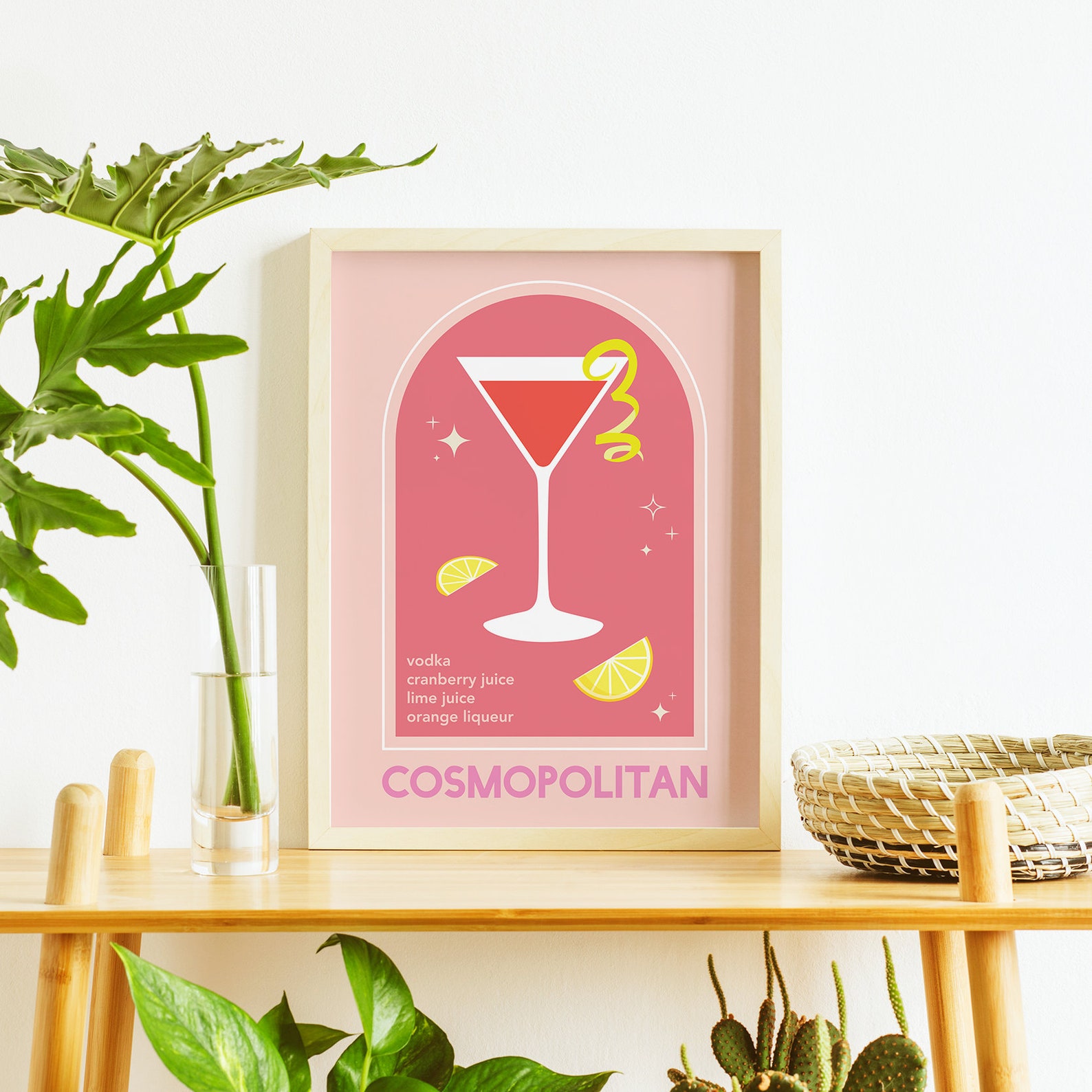 Cosmopolitan Cocktail Print Digital Art Download Cute Red - Etsy