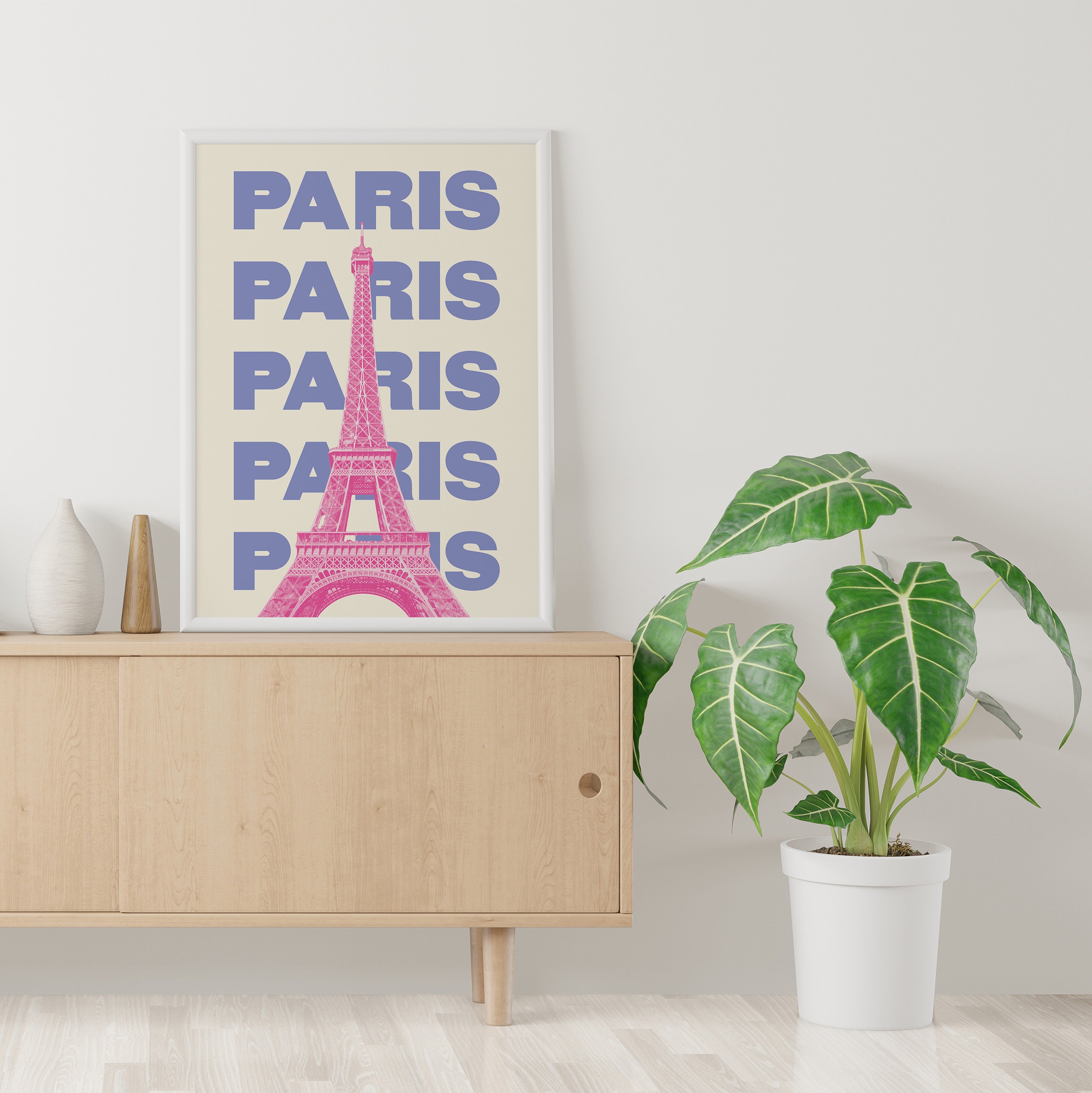 Set of 3 Paris Print Set | Digital Art Download | Purple and Pink ...