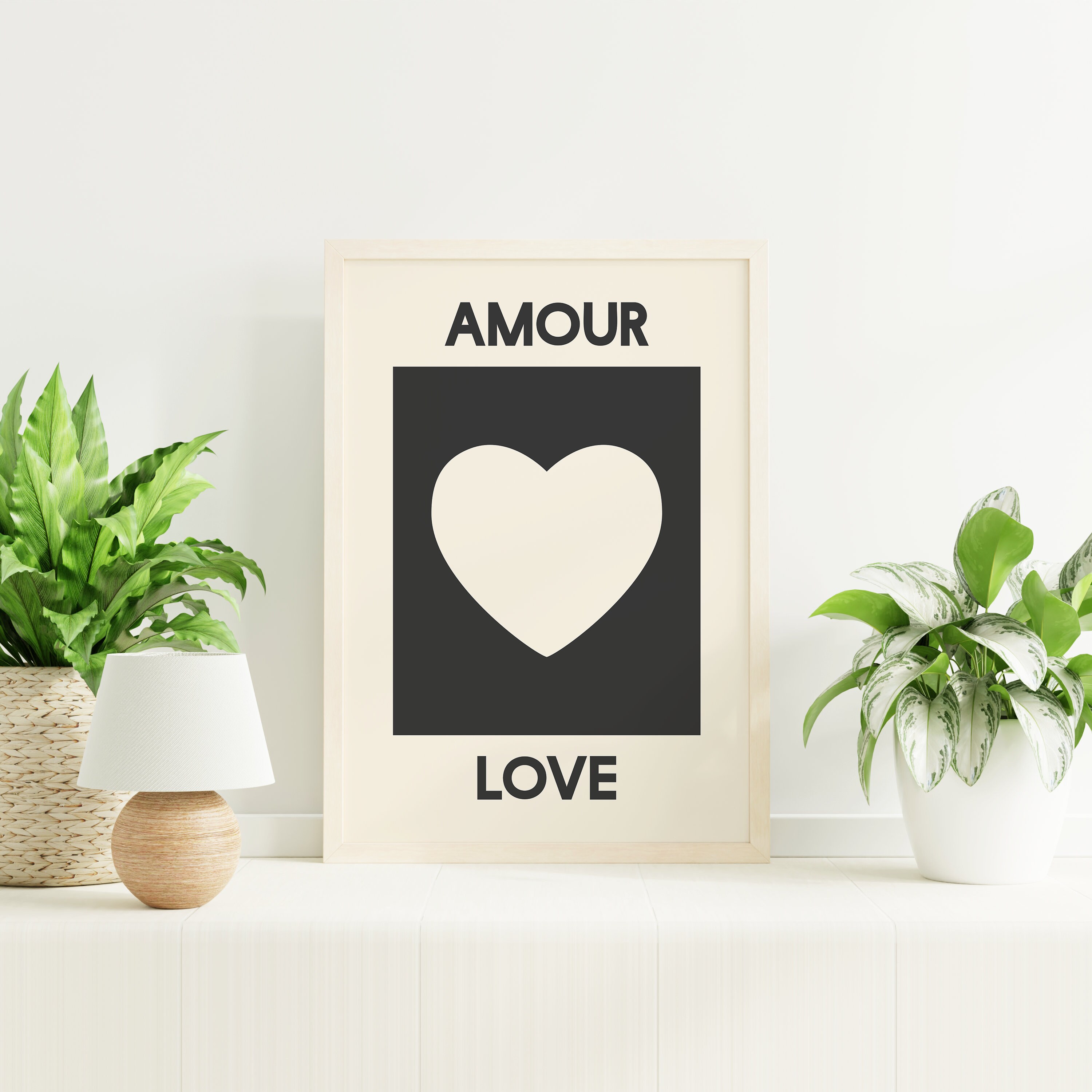Amour Love Print Digital Art Download Black Heart - Etsy