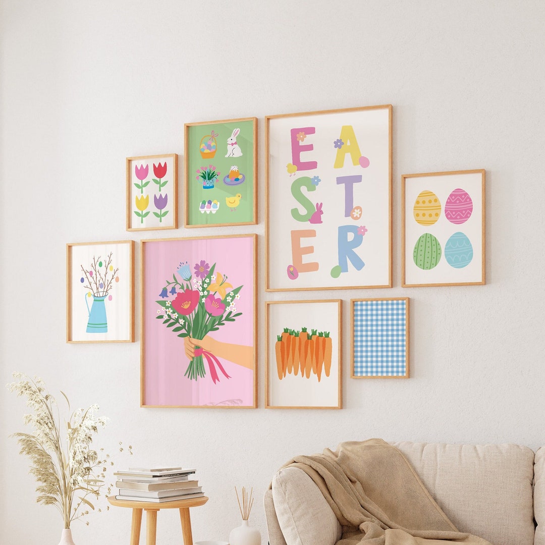 Easter Gallery Wall, Digital Art Download, 10 Printables, Cute Spring ...