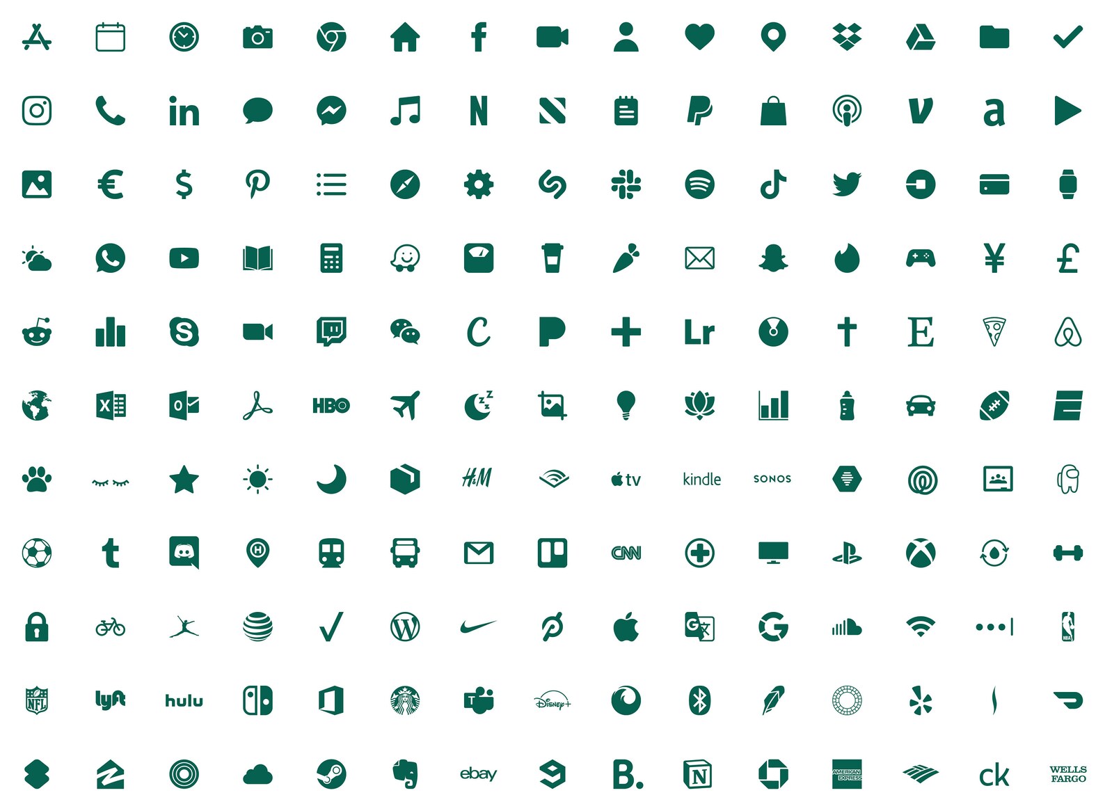 Ios Green & White App Icons Set 330 Dark Green and White - Etsy