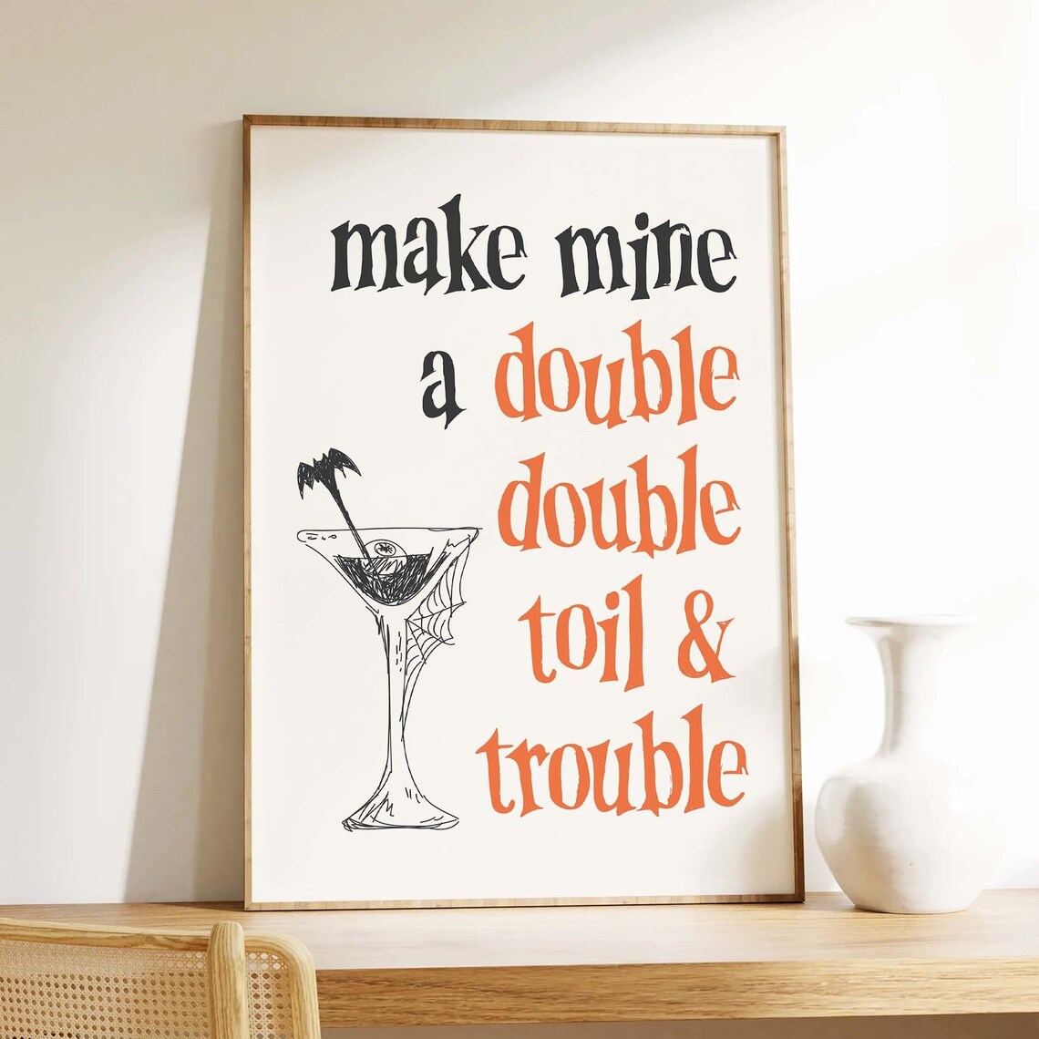 Make Mine A Double Print, Digital Art Download, Halloween Bar Cart ...