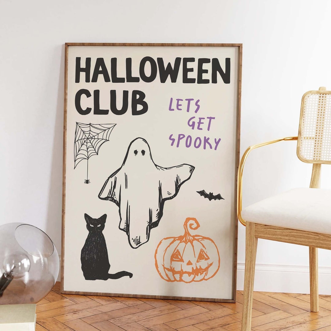 Halloween Club Print | Digital Art Download | Cute Halloween Wall Decor ...