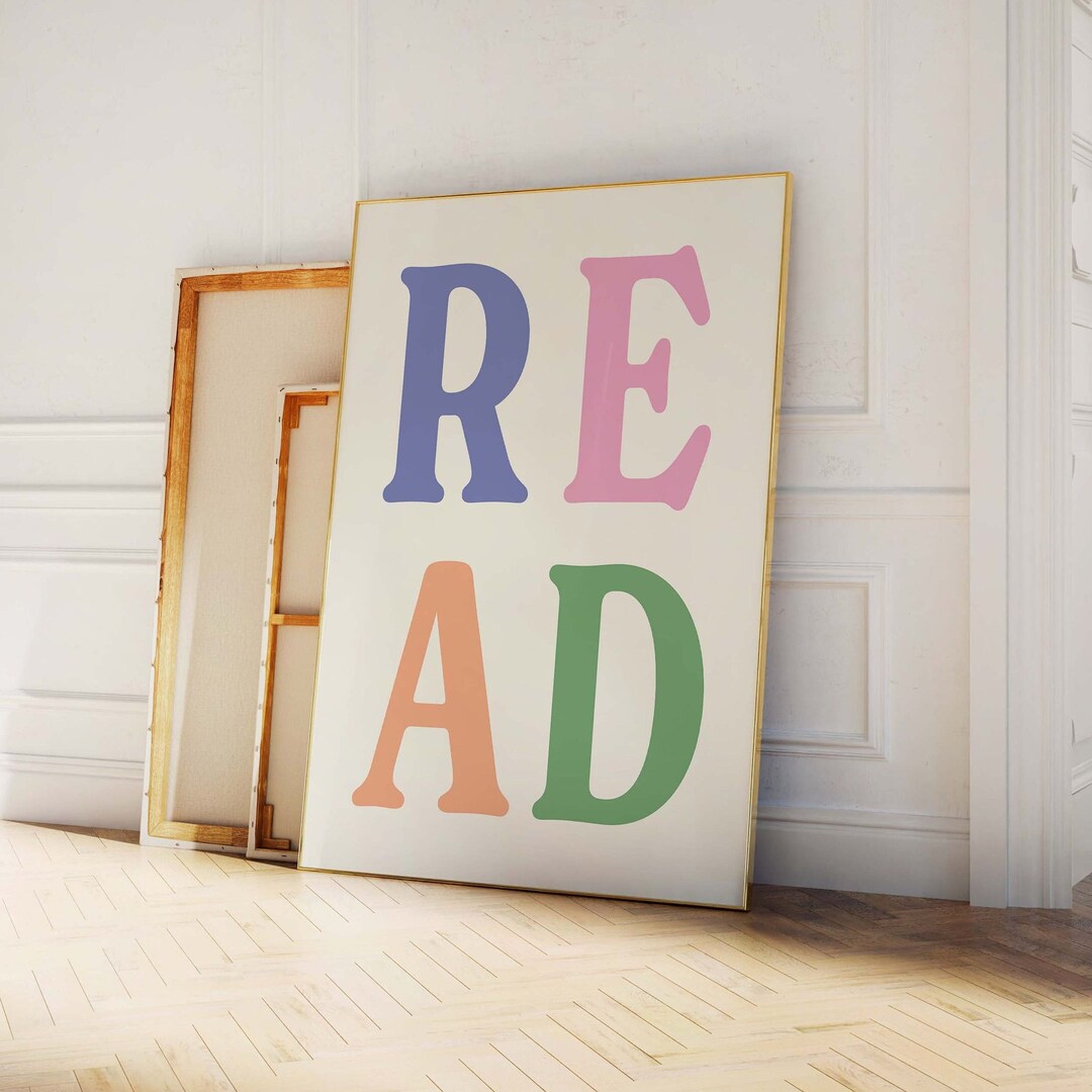 Read Print | Digital Art Download | Cute Library Decor | Trendy Reading ...
