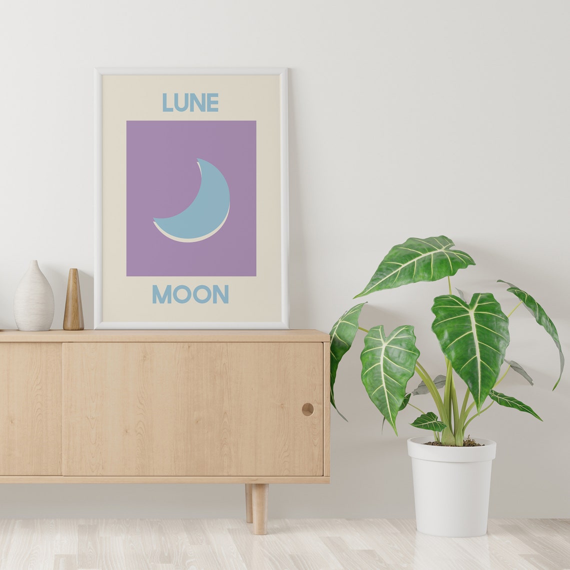 Lune Moon Print Digital Art Download Blue Moon Printable | Etsy