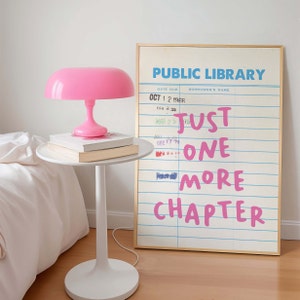 Just One More Chapter Print, Digital Art Download, Cute Book Nook Decor ...