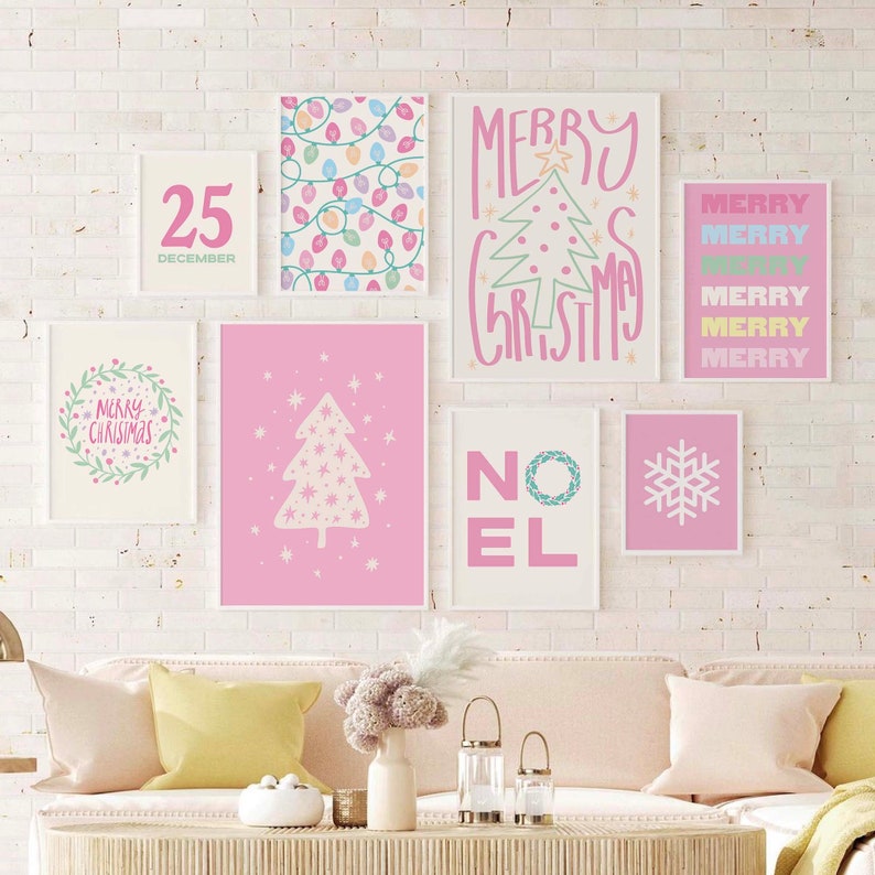 Pastel Christmas Gallery Wall | Digital Art Download | 10 Printables ...
