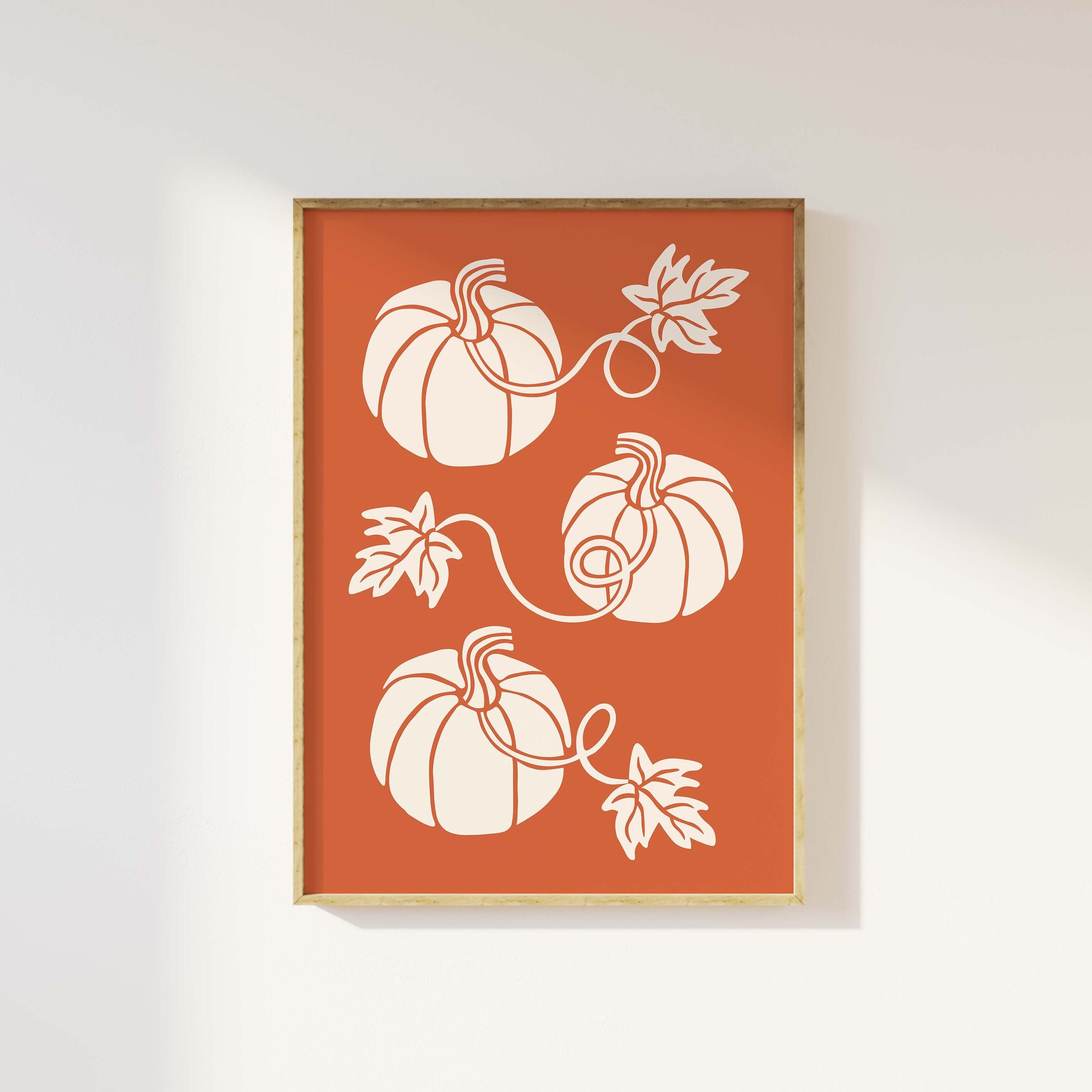 Cute Pumpkins Print, Digital Art Download, Autumn Wall Decor ...