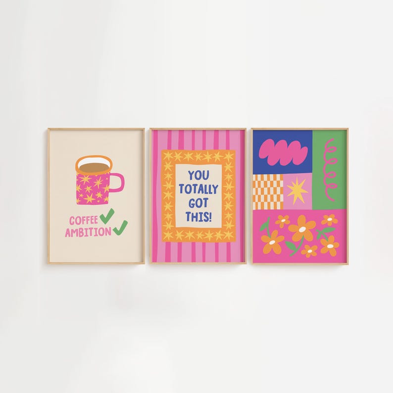 Office Wall Art Bundle, 10 Motivational Prints, Colorful Gallery Wall ...