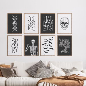 Halloween Gallery Wall Set, Digital Art Download, 10 Printables, Spooky ...