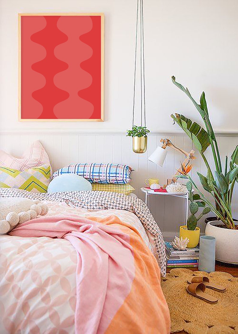 Red Abstract Print Digital Art Download Trendy Red Purple - Etsy