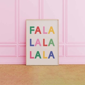 Fa La La Print, Digital Art Download, Cute Christmas Decor, Boho ...