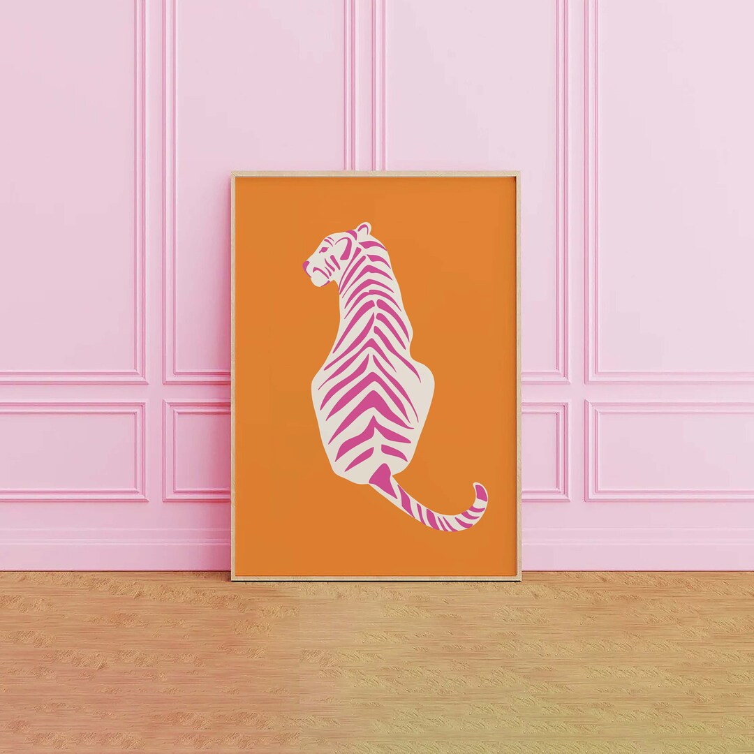 Tiger Print | Digital Art Download | Cute Pink Orange Animal Print ...