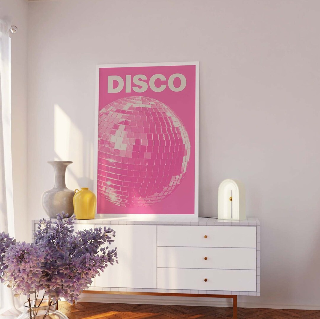 Pink Disco Print | Digital Art Download | Pink Disco Ball Exhibition ...