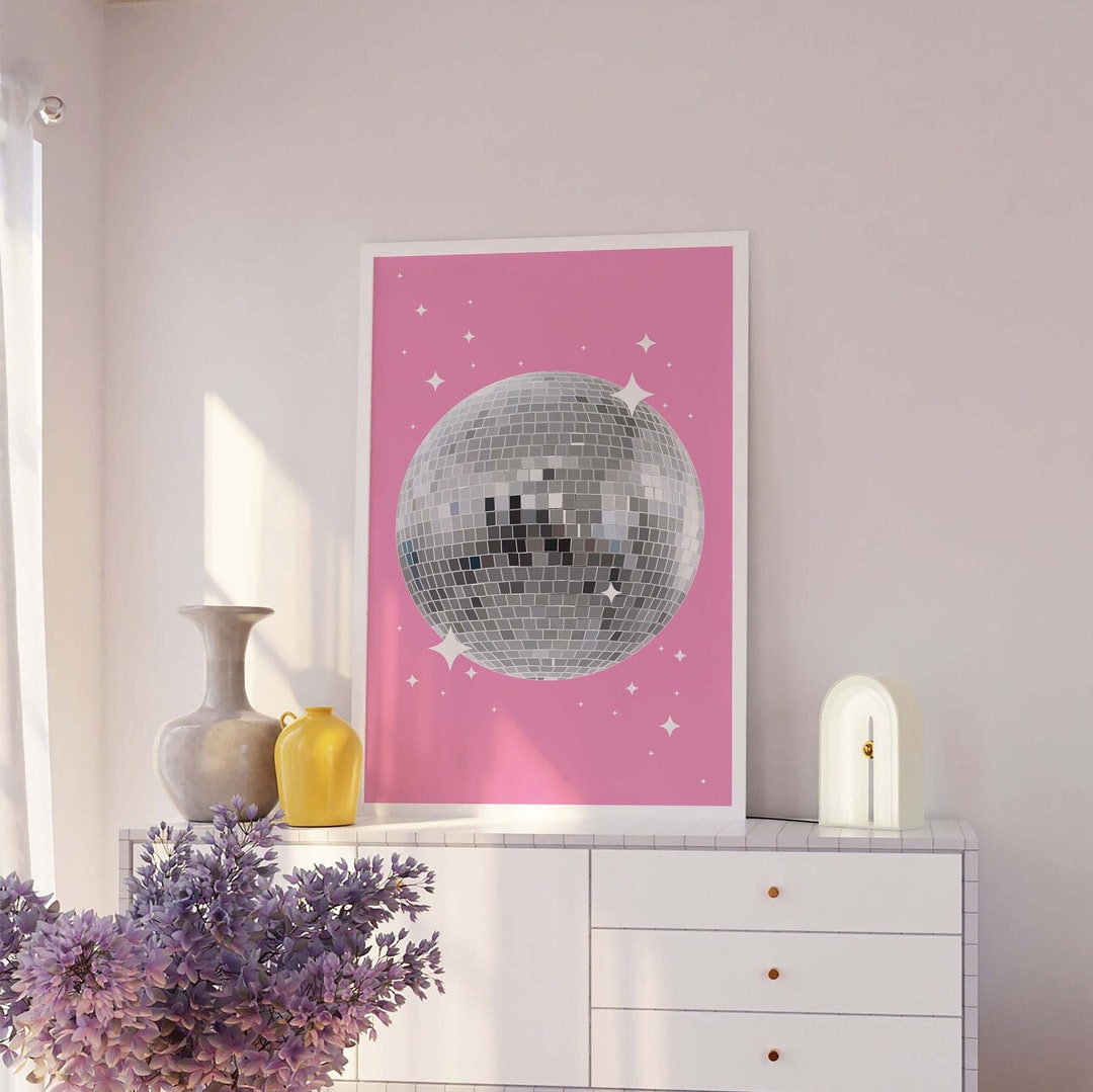 Pink Disco Print Digital Art Download Pink Disco Ball Exhibition Print ...