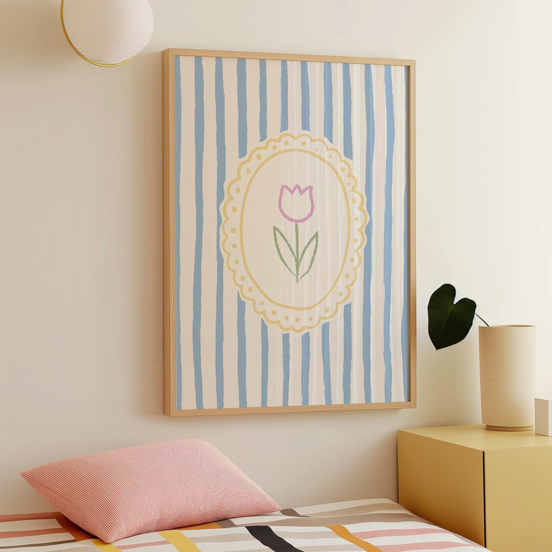 Spring Tulip Frame Print, Digital Art Download, Cottage Printable Wall ...