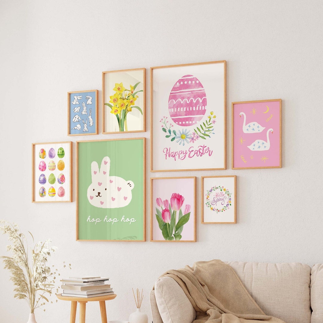 Easter Gallery Wall, Digital Art Download, 10 Printables, Cute Spring ...