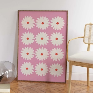 Pink Daisy Print | Digital Art Download | Flower Printable Wall Art ...
