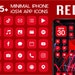 Ios Red App Icons 230 Bright Red Minimal Ios 14 Modern Icon | Etsy