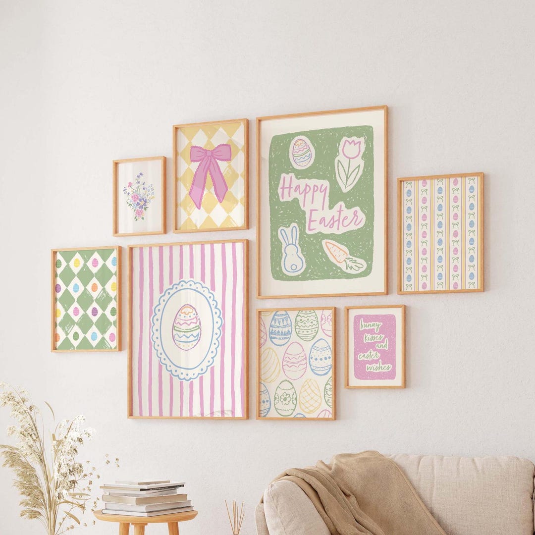 Whimsical Easter Gallery Wall, Digital Art Download, 10 Printables ...