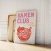 Ramen Club Print Digital Art Download Pink Kitchen Food Decor Retro ...