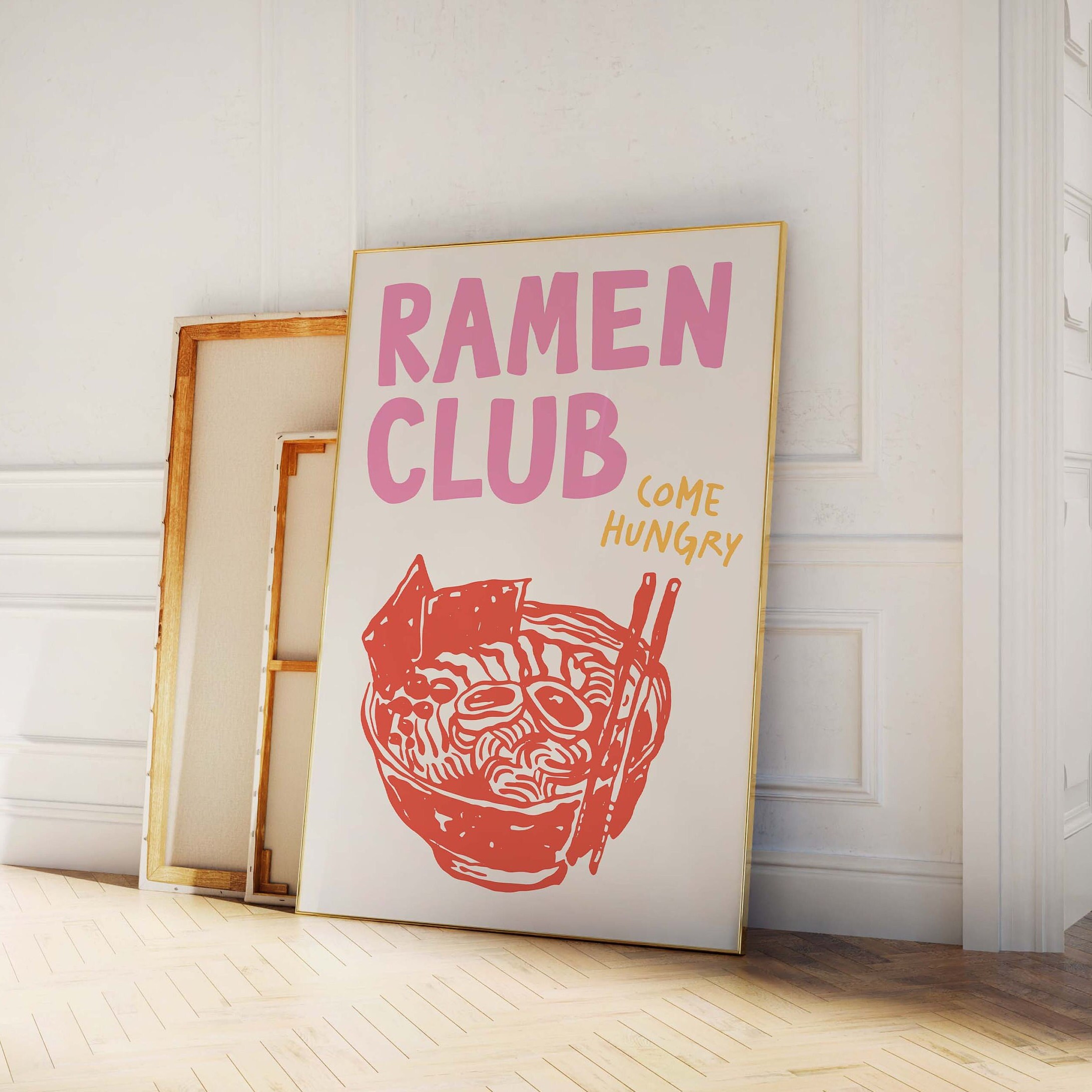 Ramen Club Print | Digital Art Download | Pink Kitchen Food Decor ...