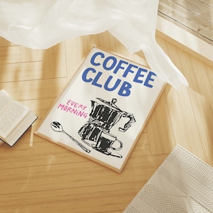 Coffee Club Print, Digital Art Download, Cute Coffee Bar Decor, Trendy ...