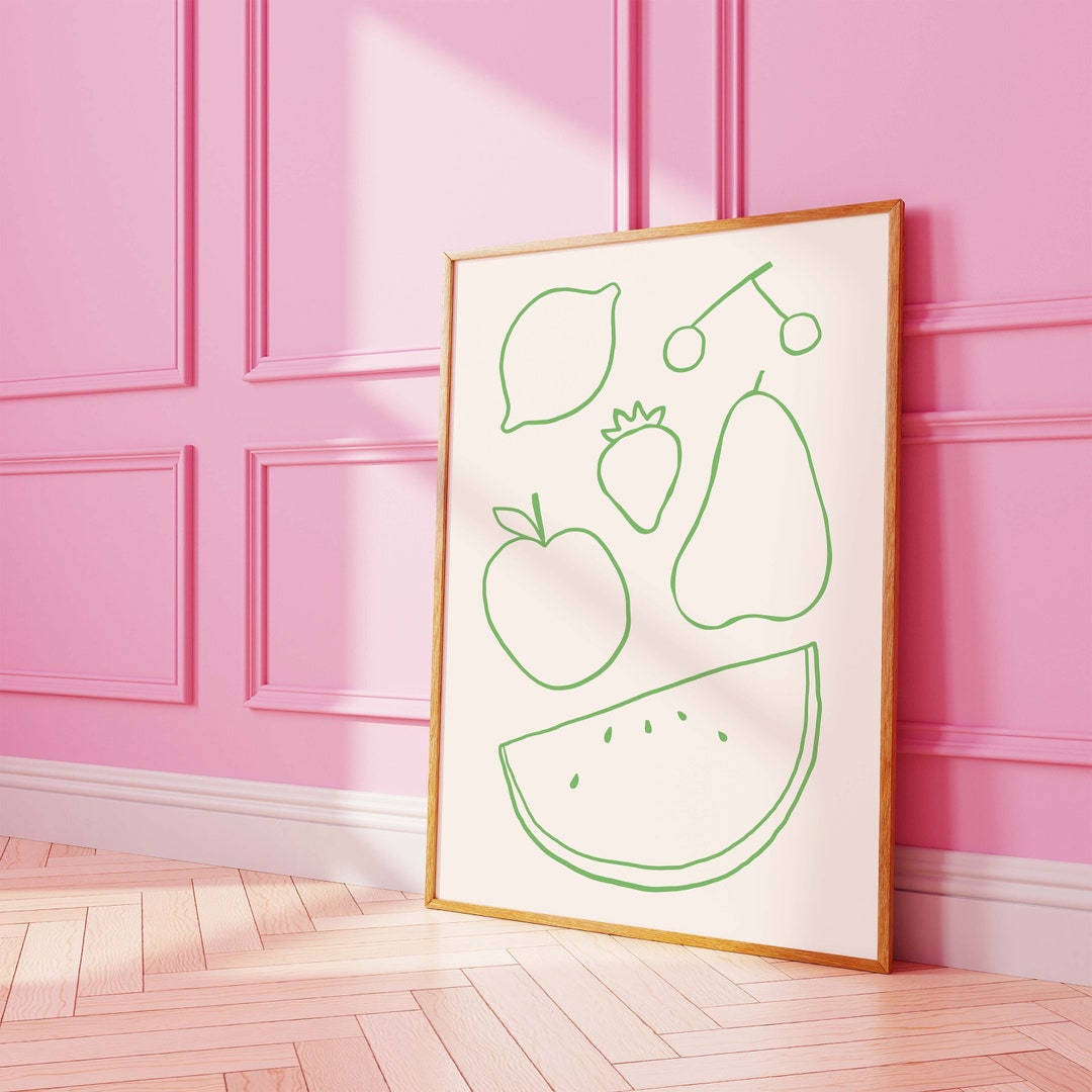 Fruit Line Art Print | Digital Art Download | Minimal Fruit Wall Art ...