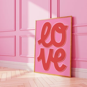 Love Print | Digital Art Download | Valentine's Day Decor | Pink Red ...