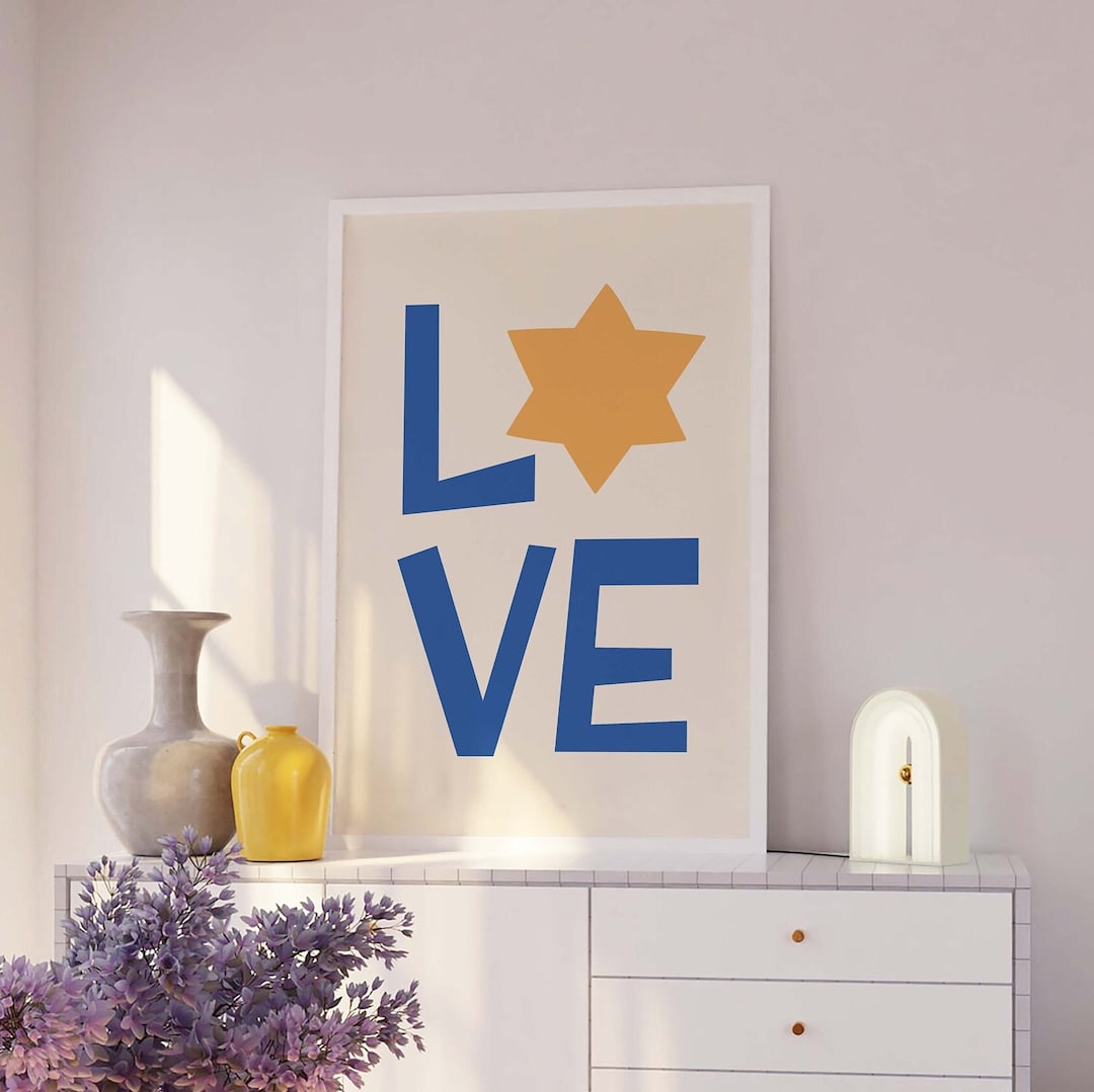 Jewish Love Print | Digital Art Download | Cute Hanukkah Wall Art ...