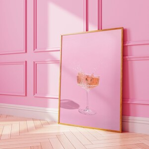 Pink Cocktail Print | Digital Art Download | Cute Pink Bar Car Print ...