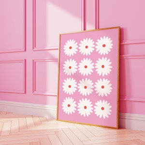Pink Daisy Print | Digital Art Download | Flower Printable Wall Art ...
