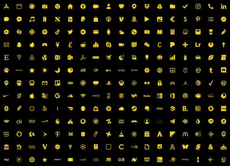 Ios Black & Yellow App Icons Set 460 Yellow and Black | Etsy