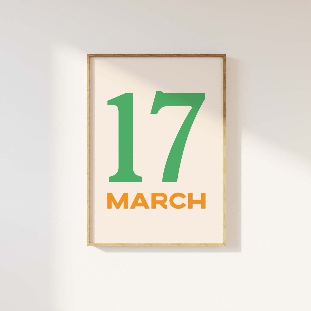 March 17 Print | Digital Art Download | St Patrick's Day Decor | Green ...