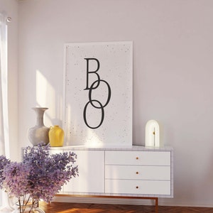 Boo Print | Digital Art Download | Minimal White Halloween Wall Decor ...