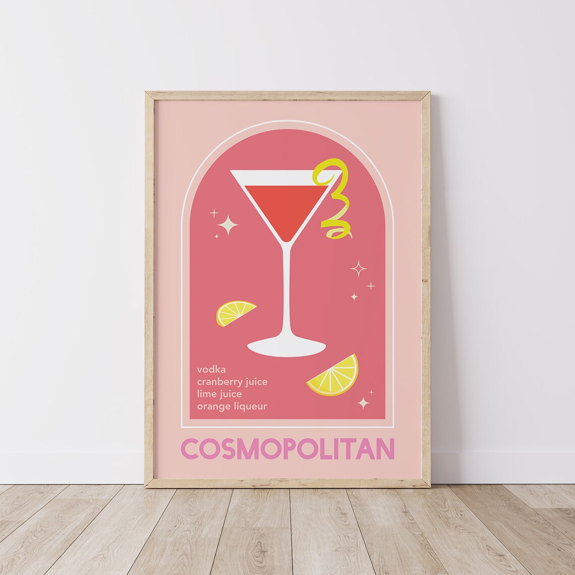 Cosmopolitan Cocktail Print Digital Art Download Cute Red - Etsy