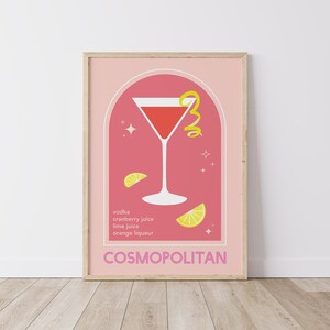 Cosmopolitan Cocktail Print Digital Art Download Cute Red - Etsy