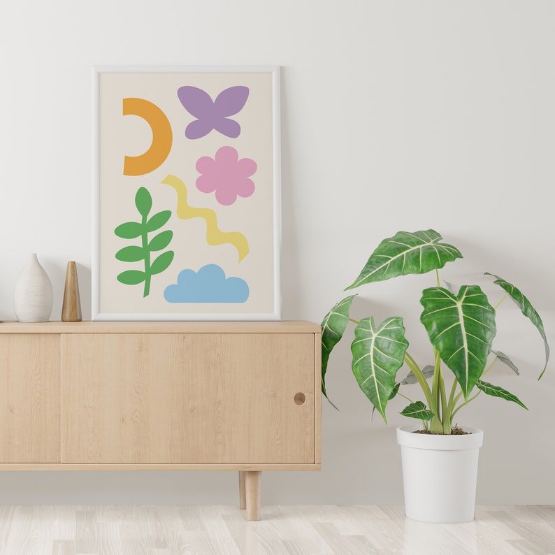 Cute Abstract Shapes Print | Digital Art Download | Colorful Floral ...